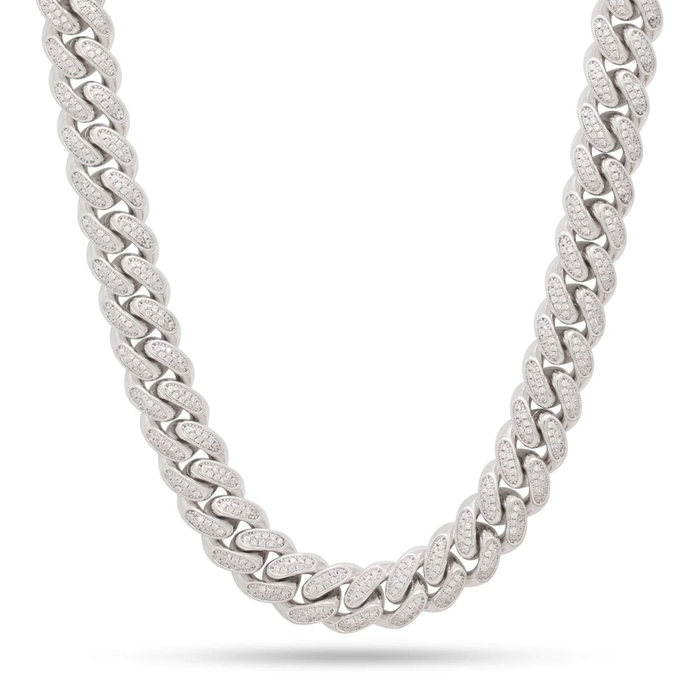 14mm Iced Cuban Link Chain - White Gold :: Titanium